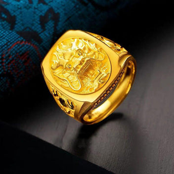 3D Gold Dragon Wealth Ring – FengshuiGallary